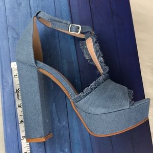 Forever 21 | Shoes | Denim Pep Toe Heels | Poshmark